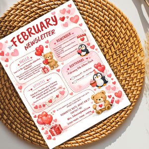 February Valentines Classroom Newsletter, Canva Template (digital ...