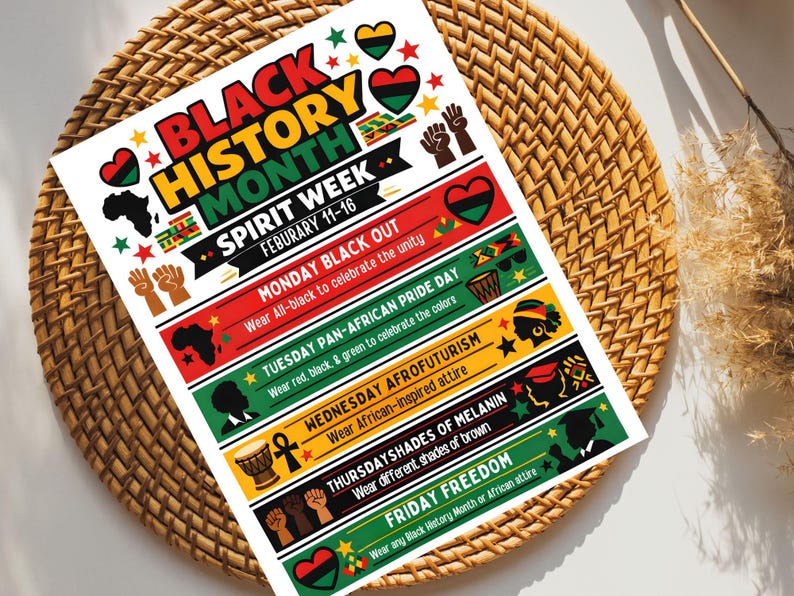 Black History Month Spirit Week Flyer | Canva Template (digital ...