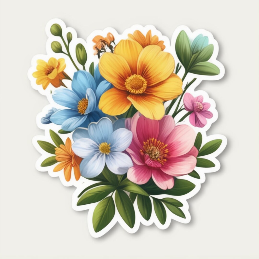 Spring Flower Bouquet Sticker - Etsy