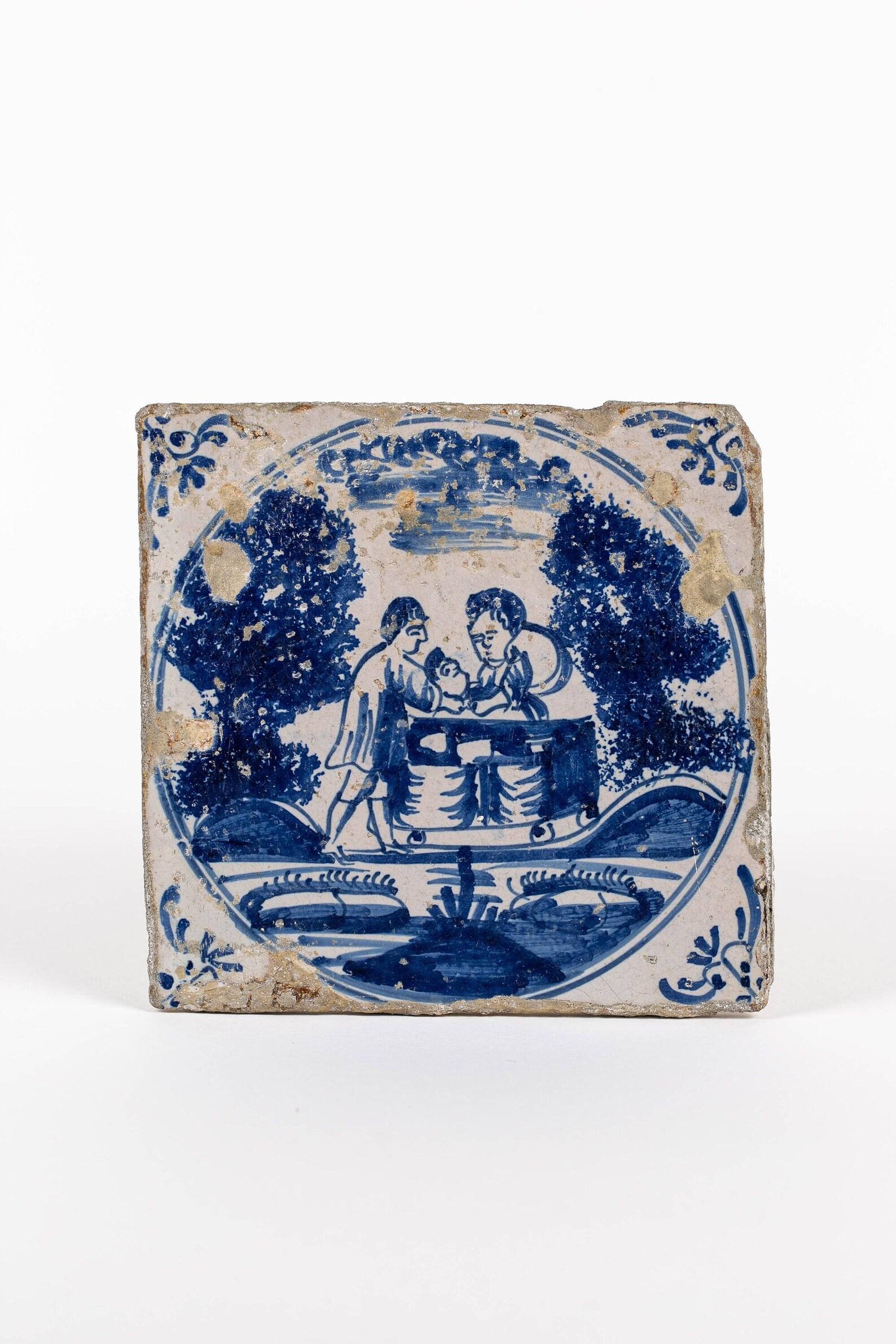 Rare Antique 18th Century Delft Tile With Family Scene - Etsy