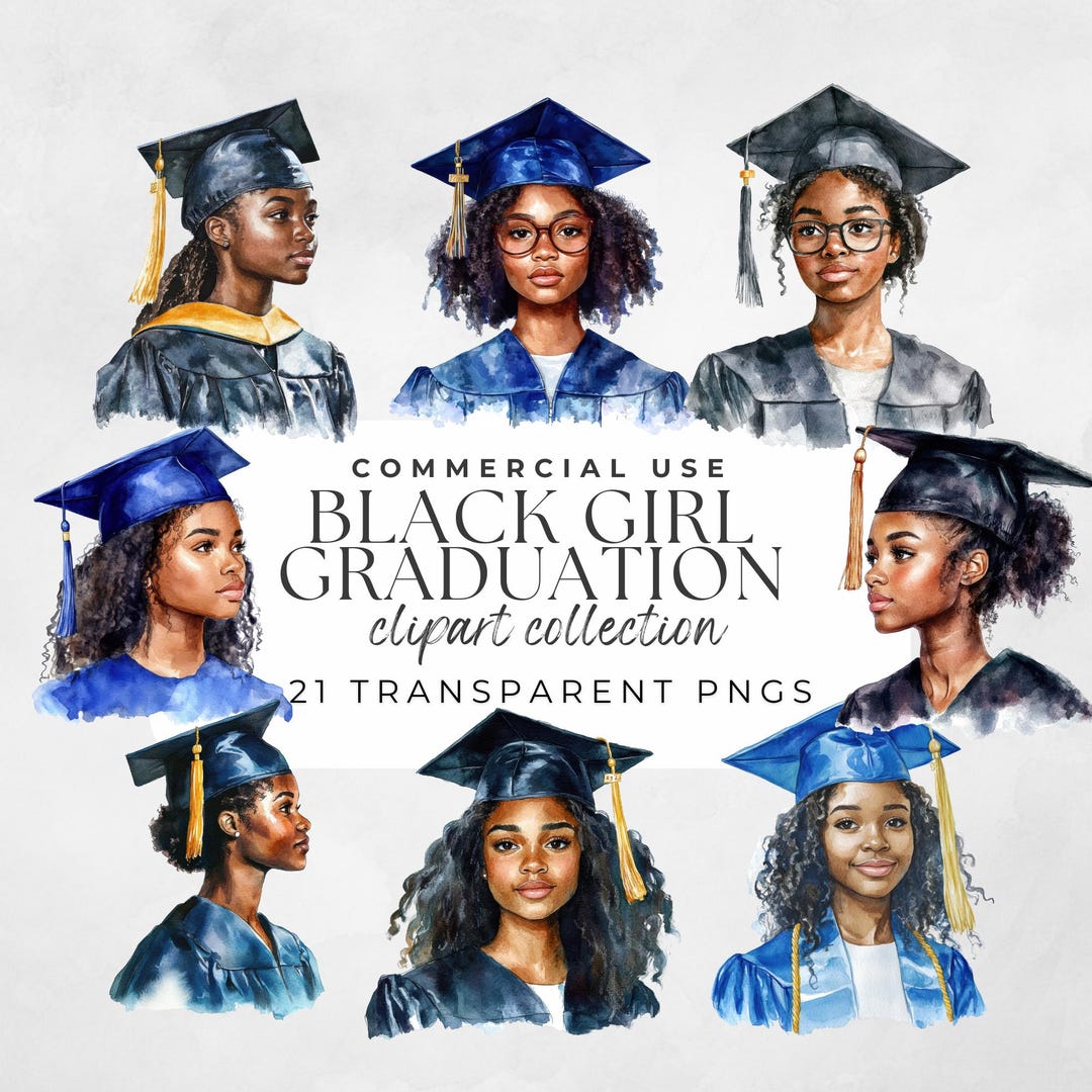 Black Girl Graduate Graduation Clipart Senior Graduation Grad Cap PNG ...