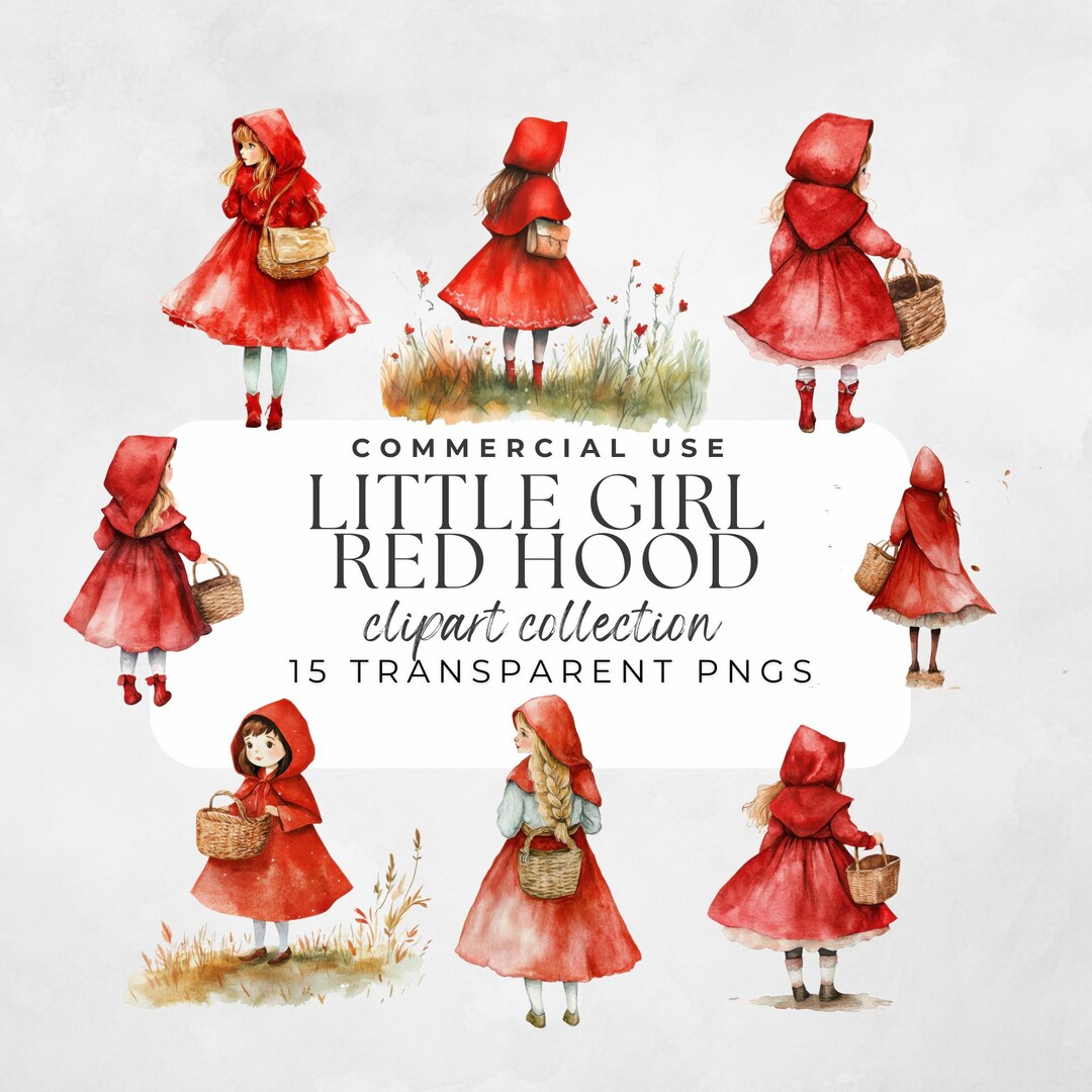 Little Red Hood Clipart, Watercolor Clipart,riding Hood Clipart, Fairy ...