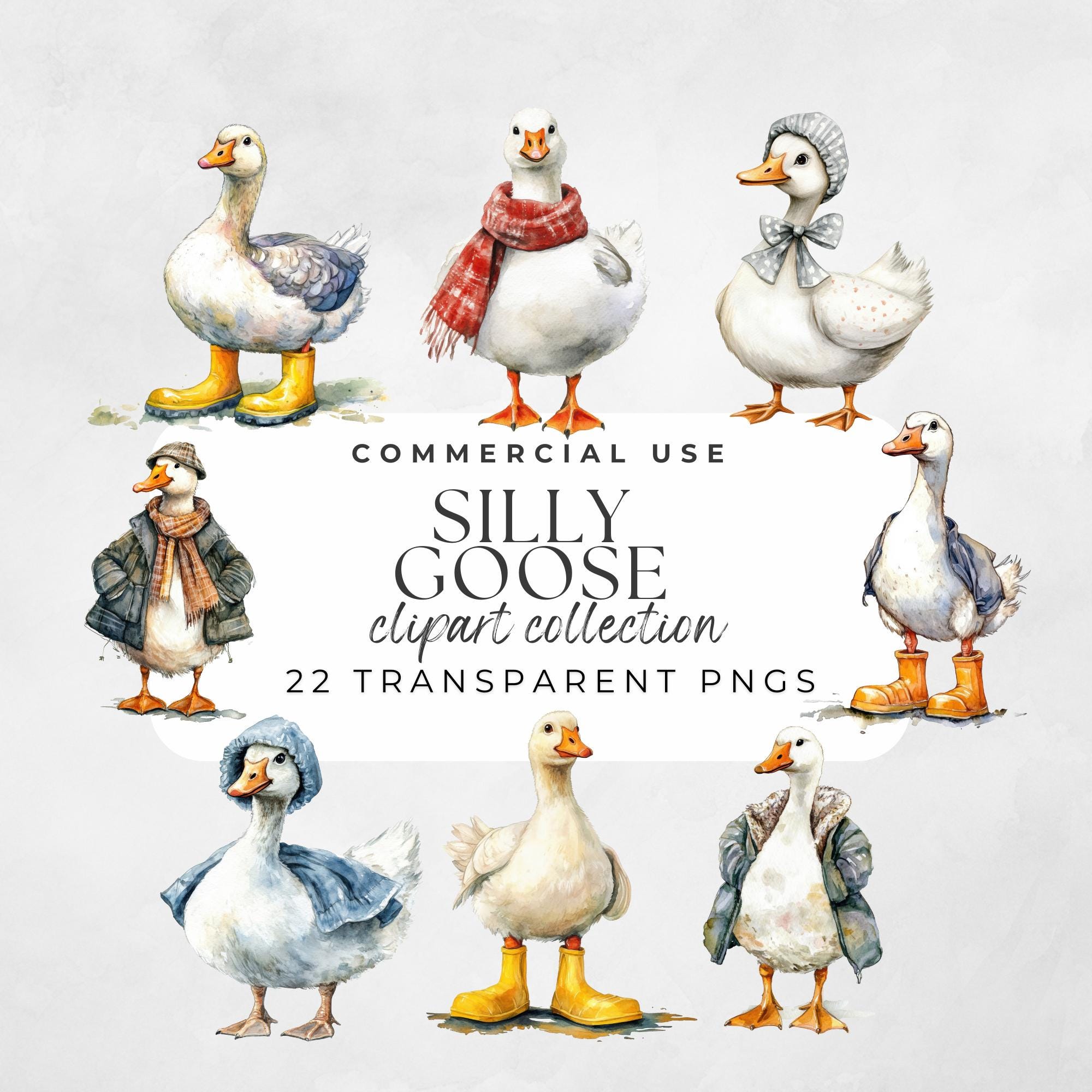 Silly Goose Clipart Watercolor Cute Png University Birthday ...