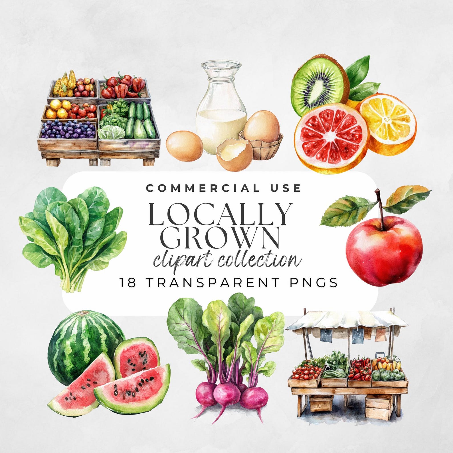 Locally Grown Clipart, Vegetable Clipart, Farmers Market Png, Farmers ...