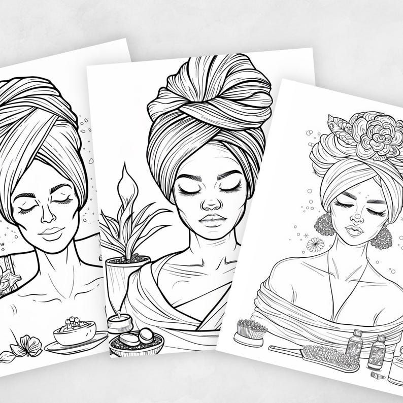 Spa Coloring Page, Adult Coloring Page, Spa Birthday Party, Girls Spa ...