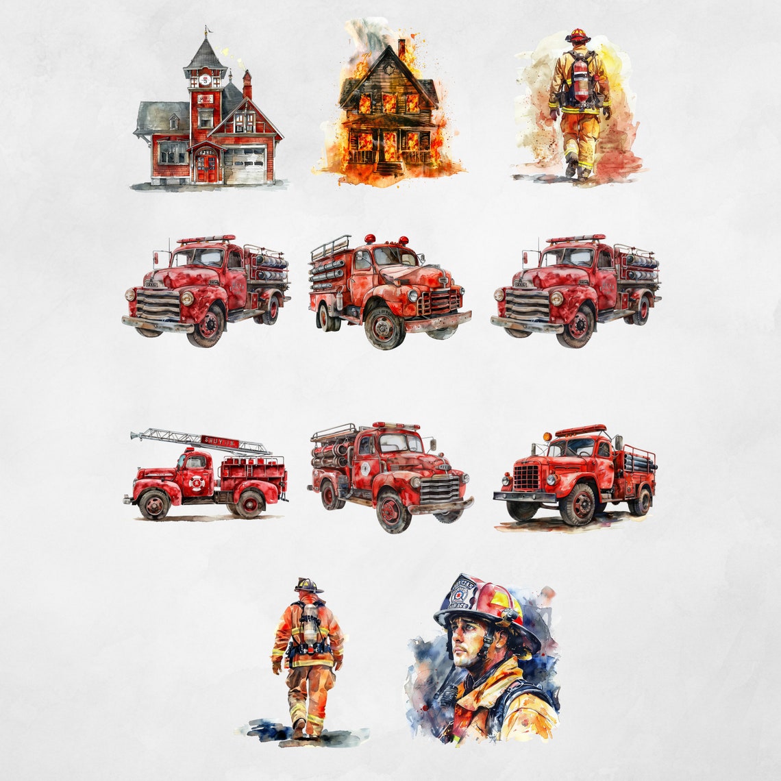 Fire Truck Clipart, Firefighter Clipart, Fire Truck Png, Fire Station ...