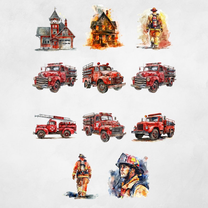 Fire Truck Clipart, Firefighter Clipart, Fire Truck Png, Fire Station ...