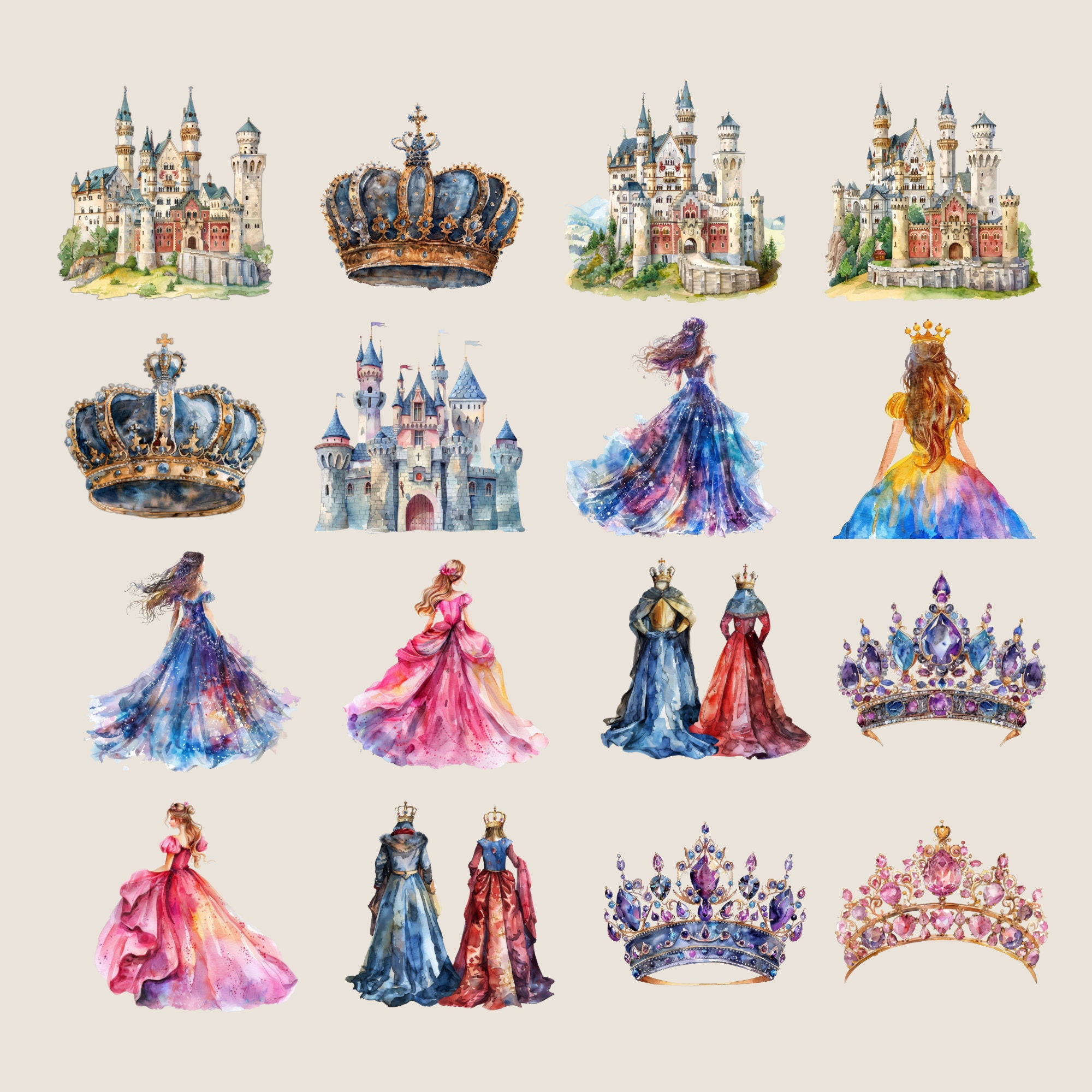 Crown Clipart, Princess Crown, King and Queen PNG, Princess Tiara ...
