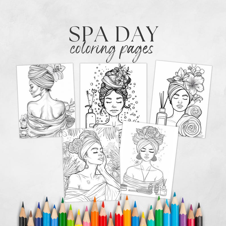 Spa Coloring Page, Adult Coloring Page, Spa Birthday Party, Girls Spa ...