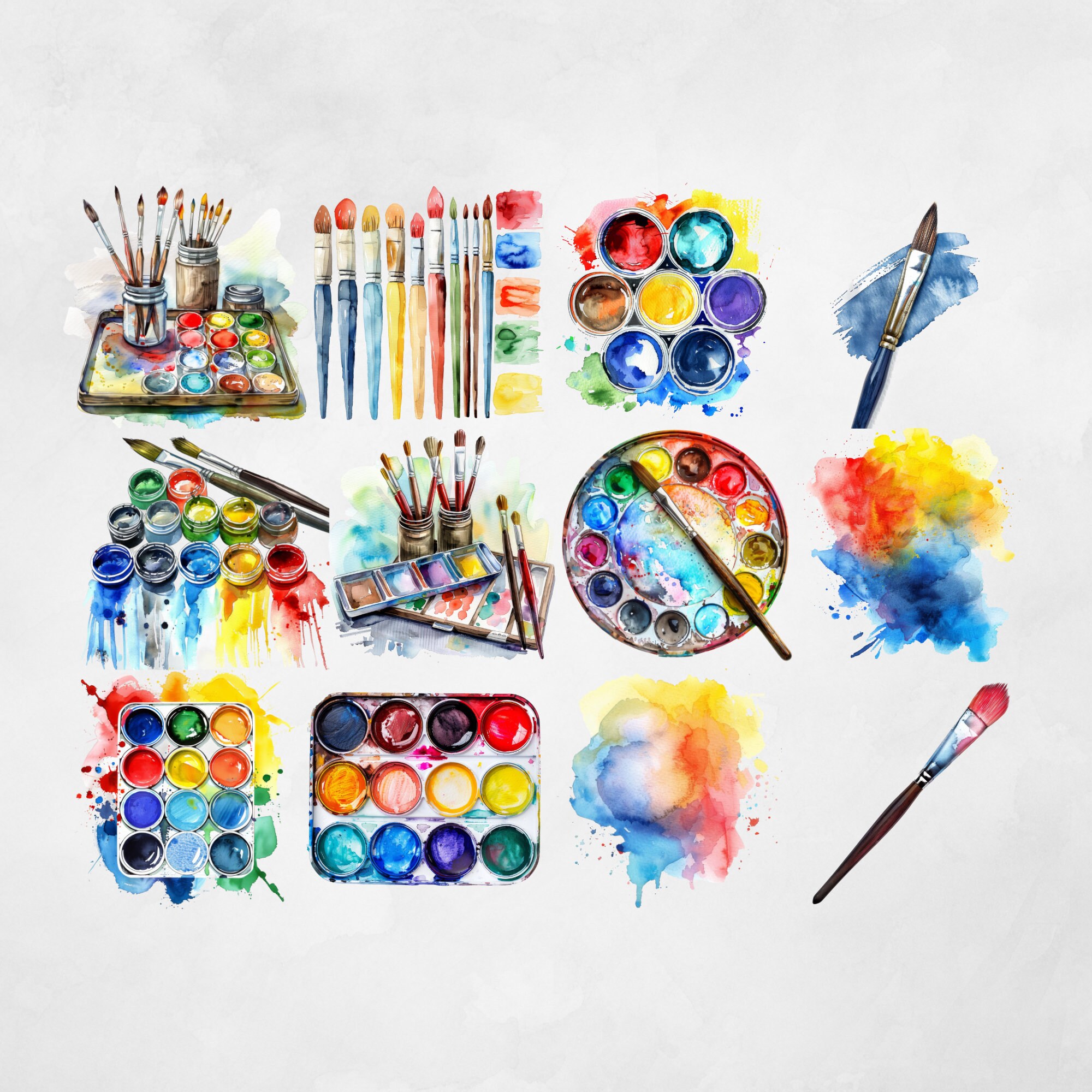 Paint Brush Clipart, Art Supplies Clipart, Artist Clipart, Watercolor ...