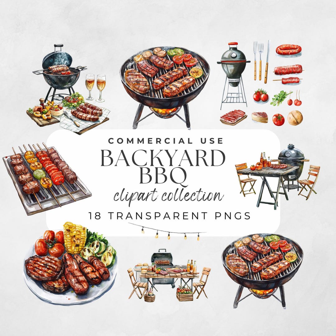 Barbecue Clipart, Picnic Backyard Bbq Clipart, Summer Clipart, Barbecue ...