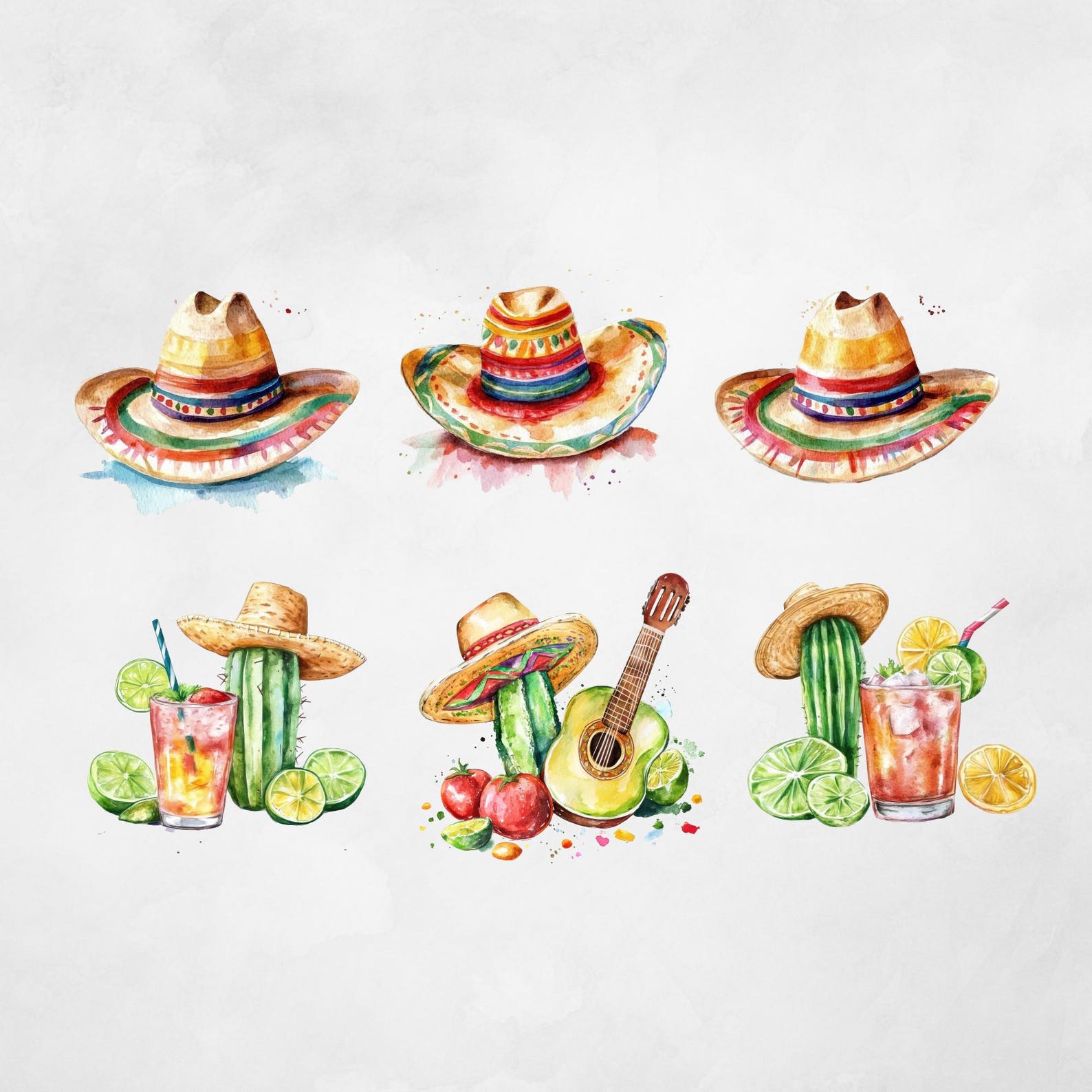Mexican Food Clipart Fiesta Dishes Cinco De Mayo Png Watercolor Taco ...
