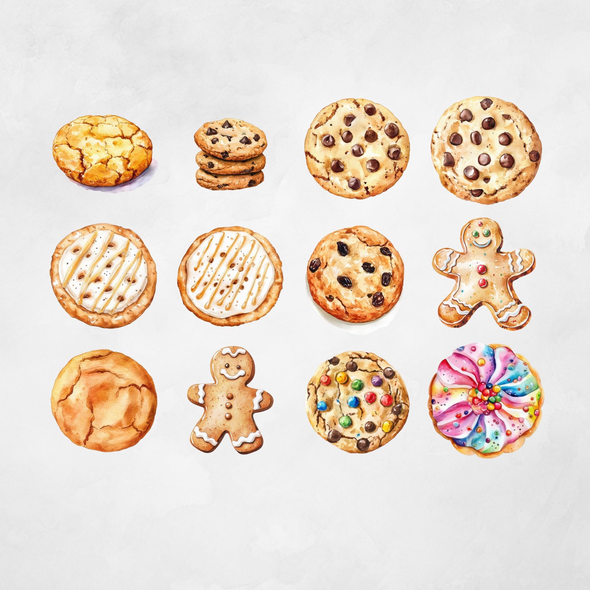 Cookies Clipart. Watercolor Christmas Clipart Cookie Watercolor ...