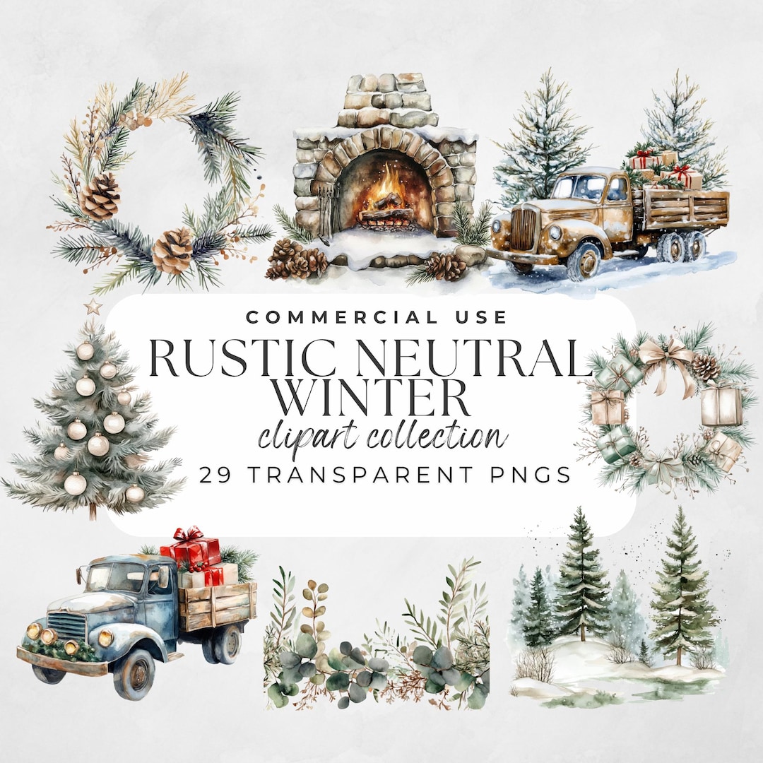 Rustic Winter Christmas Png, Cozy Winter Clipart, Nuetral Christmas ...