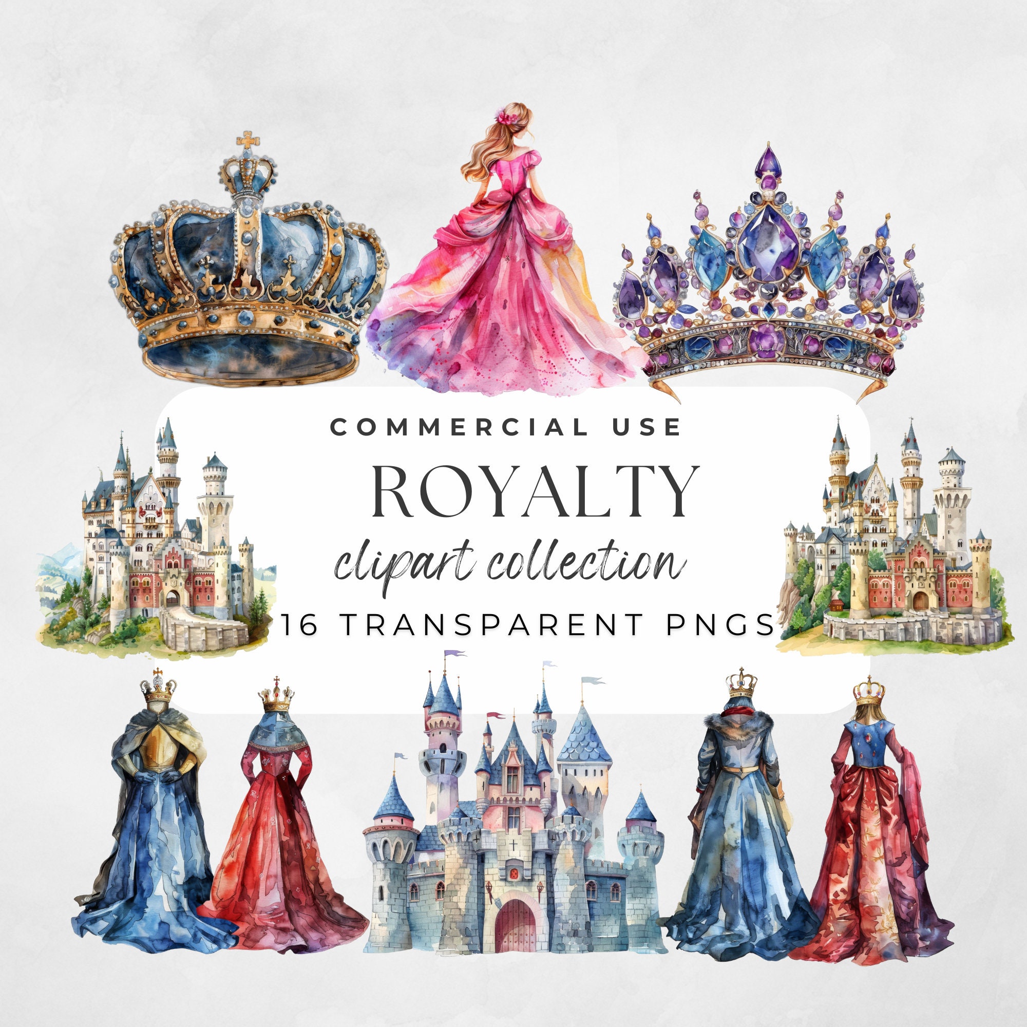 Crown Clipart, Princess Crown, King and Queen PNG, Princess Tiara ...