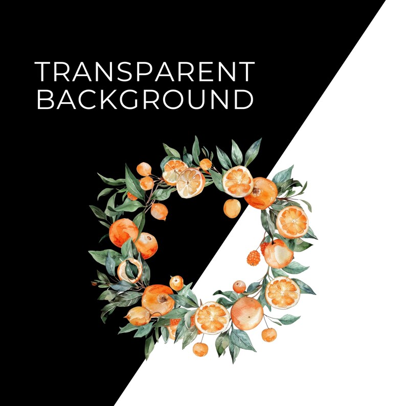 Watercolor Orange Orange Clipart Orange Wreath Watercolor Citrus Little ...