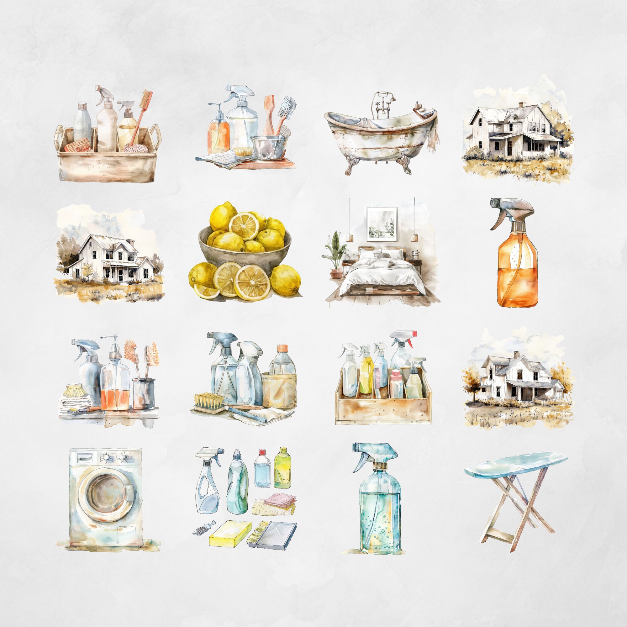 Cleaning Clip Art, Laundry Clipart, Housekeeping Cleaning Supplies ...