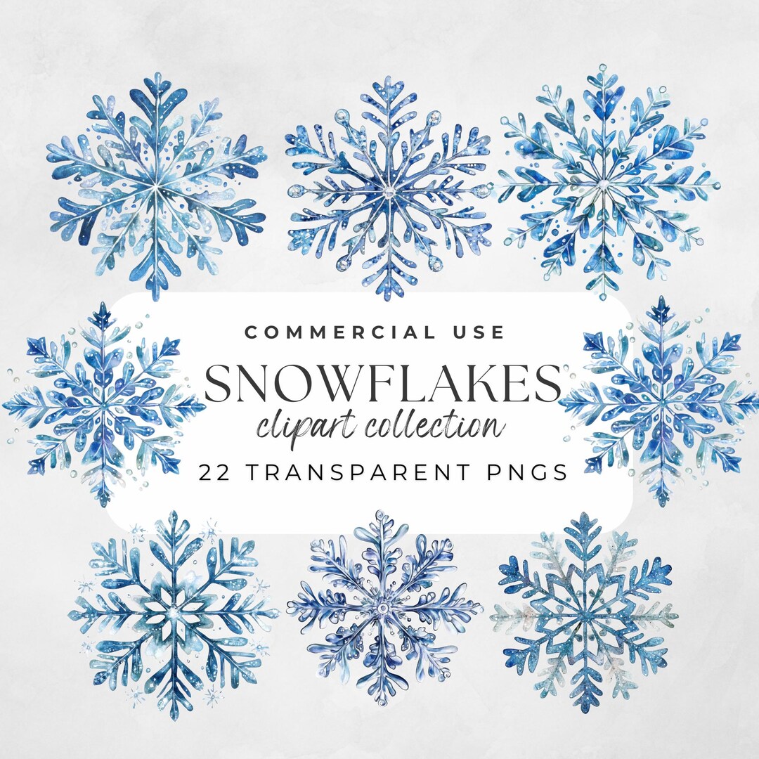 Snowflake Clipart Christmas Clipart Watercolor Clipart Watercolor ...