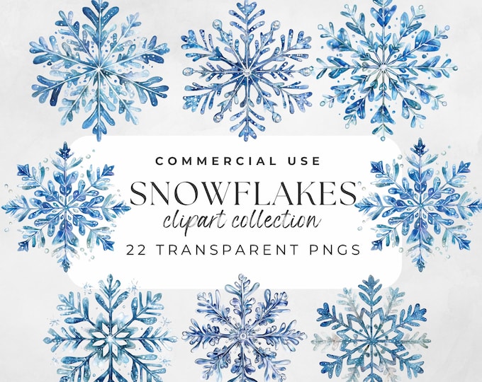 Snowflake Watercolor Clipart, Snowflake Christmas Clipart, Winter ...