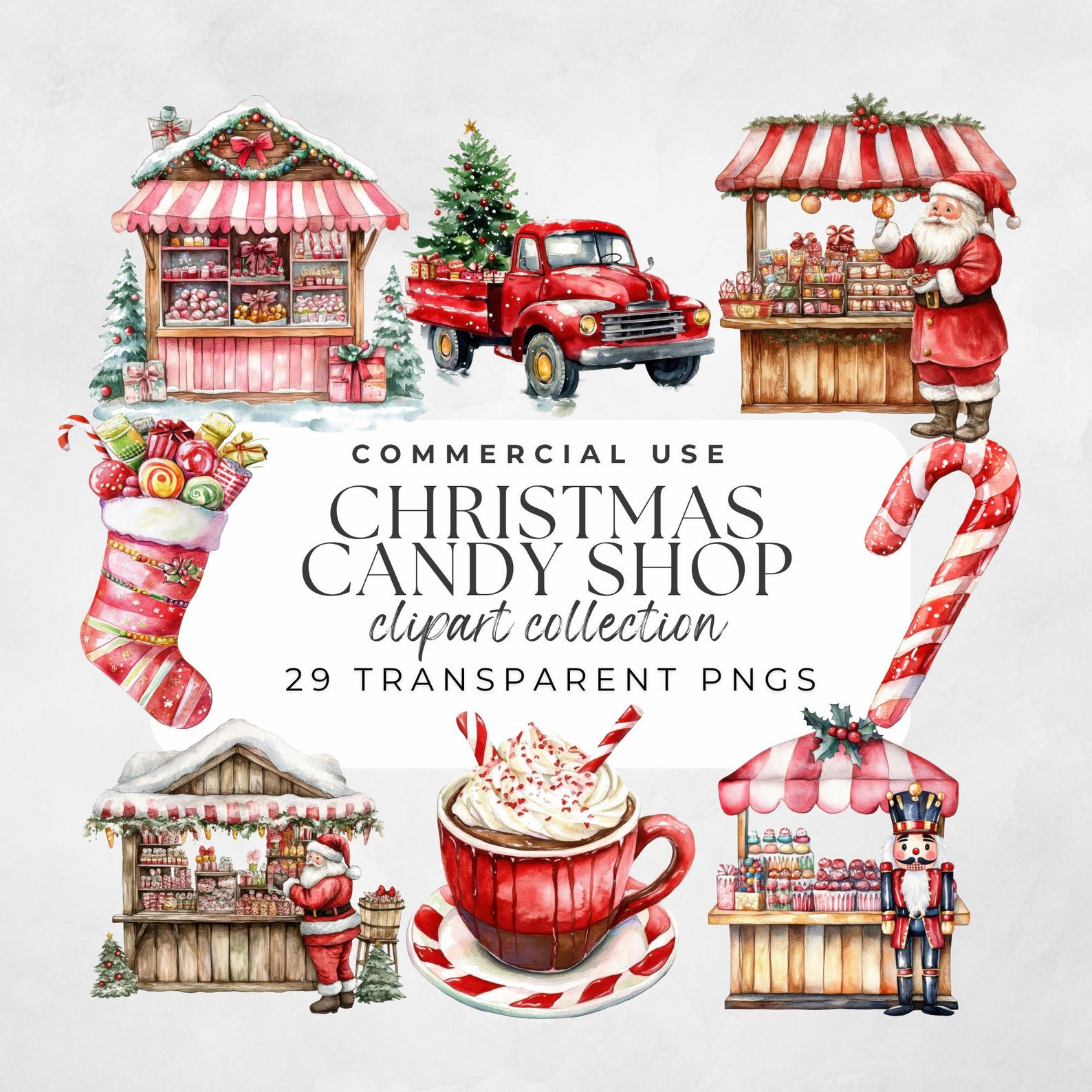 Christmas Candy Shop Clipart, Candy Cane Clipart, Christmas Storefront ...