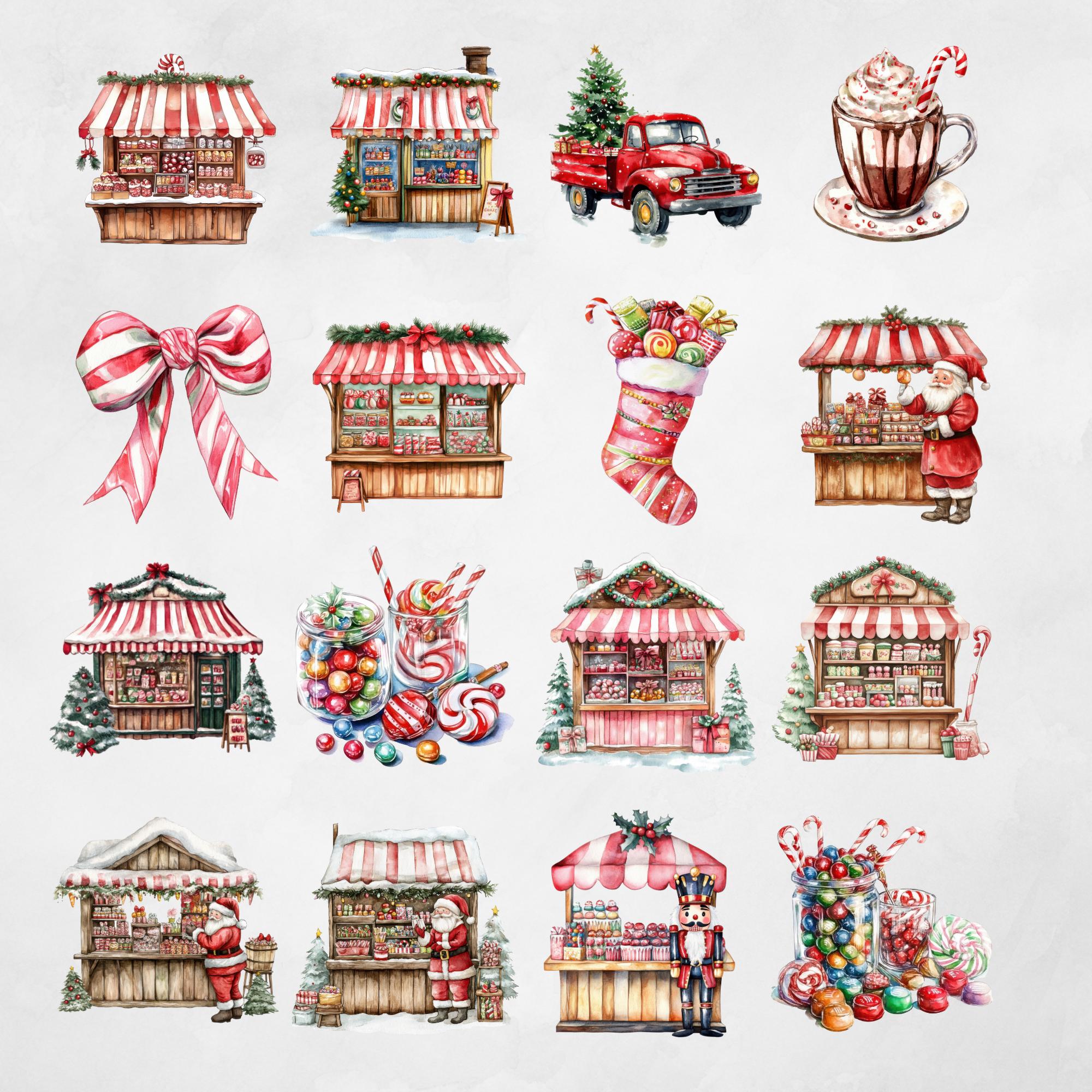 Christmas Candy Shop Clipart, Candy Cane Clipart, Christmas Storefront ...