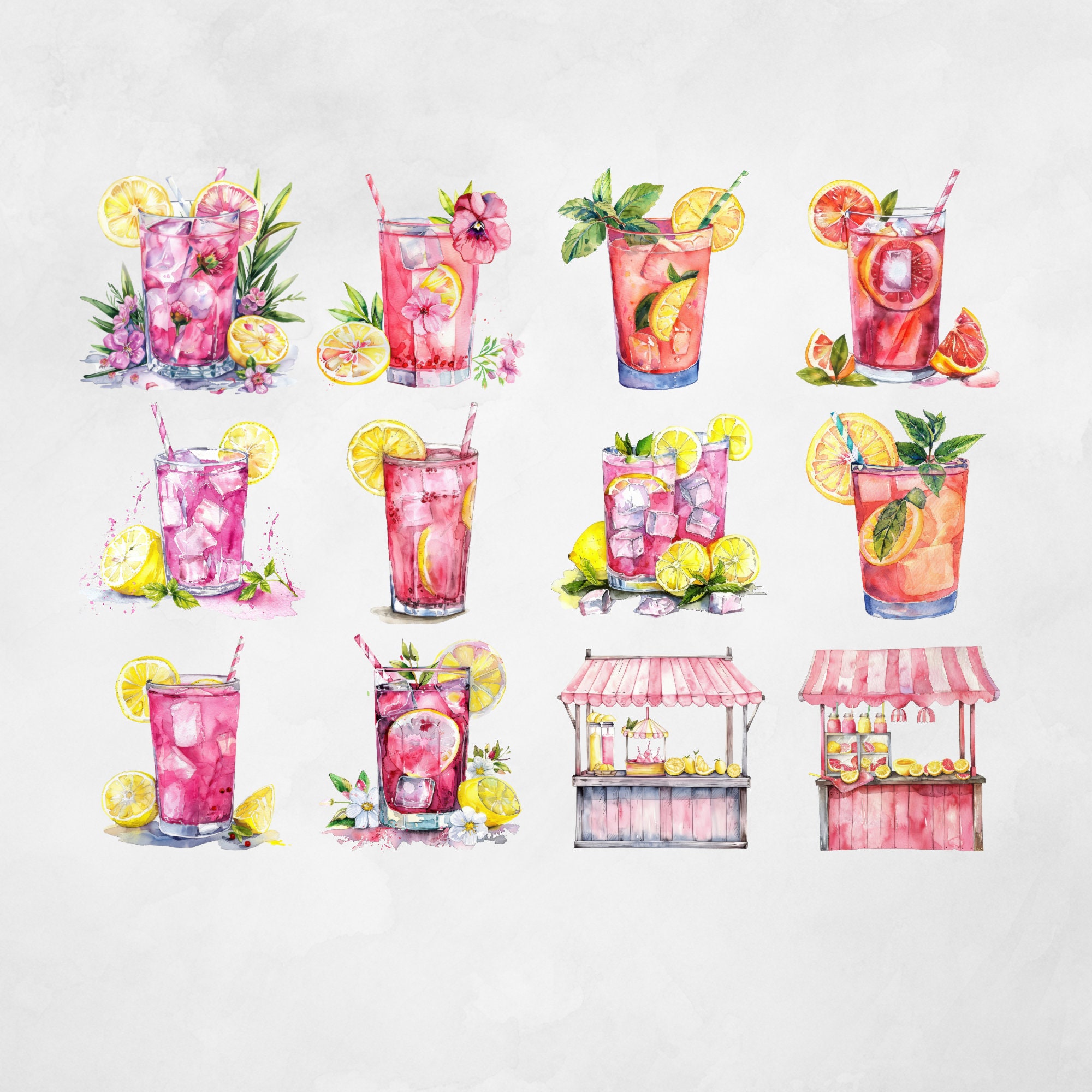 Pink Lemonade Clipart, Watercolor Lemonade, Pink Lemonade Png, Summer ...