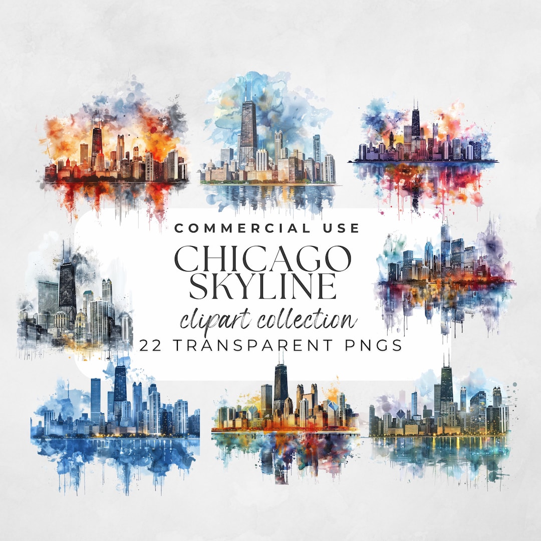 Chicago Clipart, Chicago Silhouette, Chicago Skyline, Chicago Designs ...