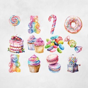 Watercolor Pastel Candy Lollipop Clipart Dessert Clipart Sweets Clipart ...