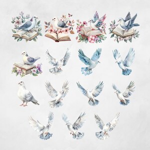 Dove and Book Clipart, Dove Clipart, Bird Clipart, Birds and Flowers ...