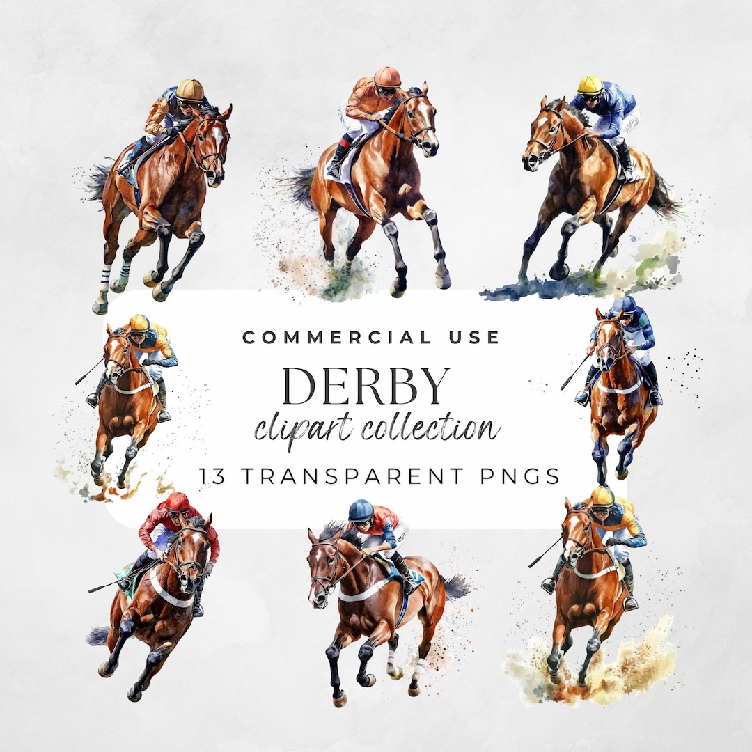Derby Watercolor Clipart Kentucky Derby PNG Horse Race Jockey Horses ...