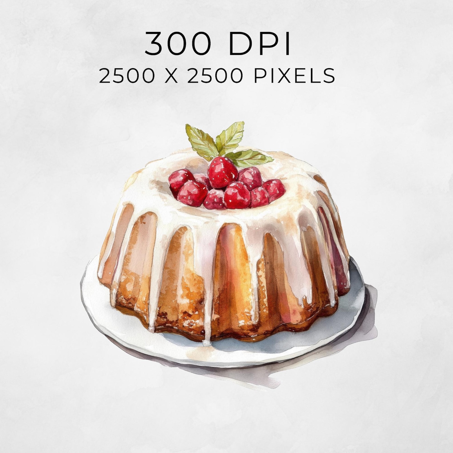 Bundt Cake Clipart, Bundt Cake Clip Art, Watercolor Dessert, Bake Sale ...