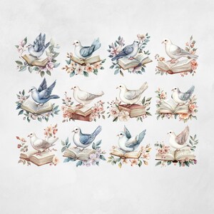 Dove and Book Clipart, Dove Clipart, Bird Clipart, Birds and Flowers ...