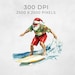 Surfing Santa Christmas in July Tropical Christmas Holiday Clipart ...