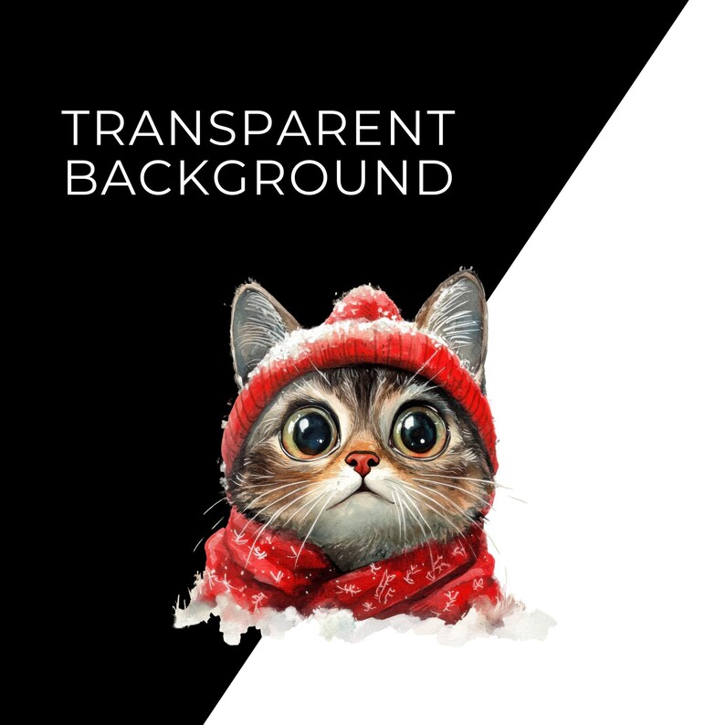 Quirky Christmas Cat Clipart Funny Animals Cute Cat Graphics Cat Dog ...