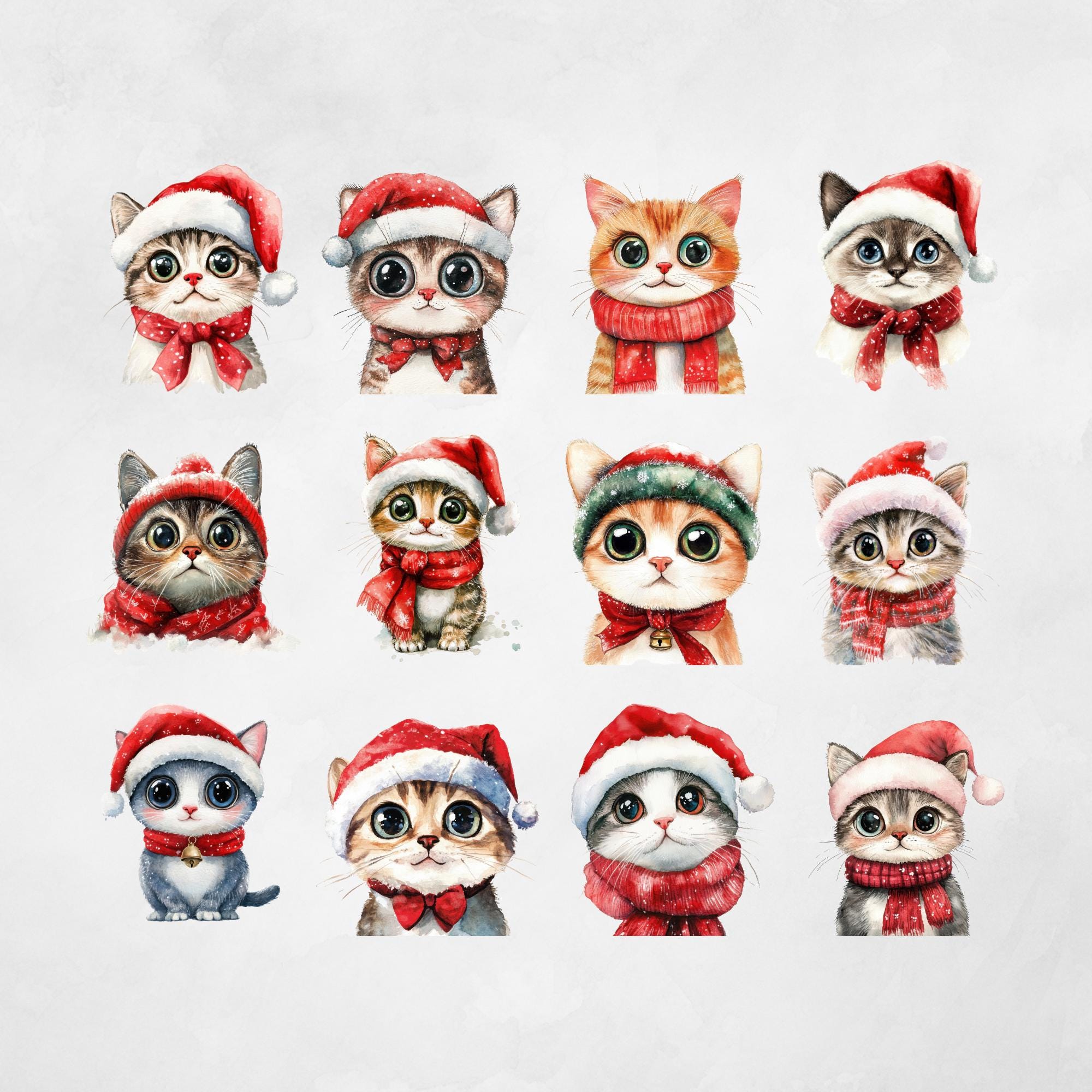 Quirky Christmas Cat Clipart Funny Animals Cute Cat Graphics Cat Dog ...