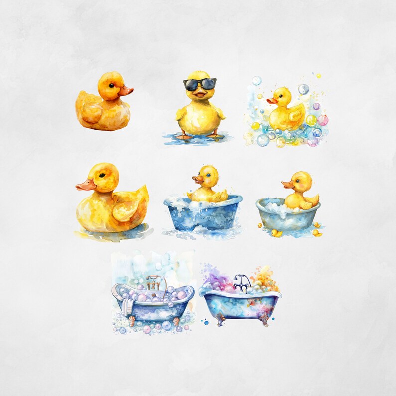 Rubber Duck Clipart, Bubble Bath Clipart, Baby Shower Clipart, Bath ...