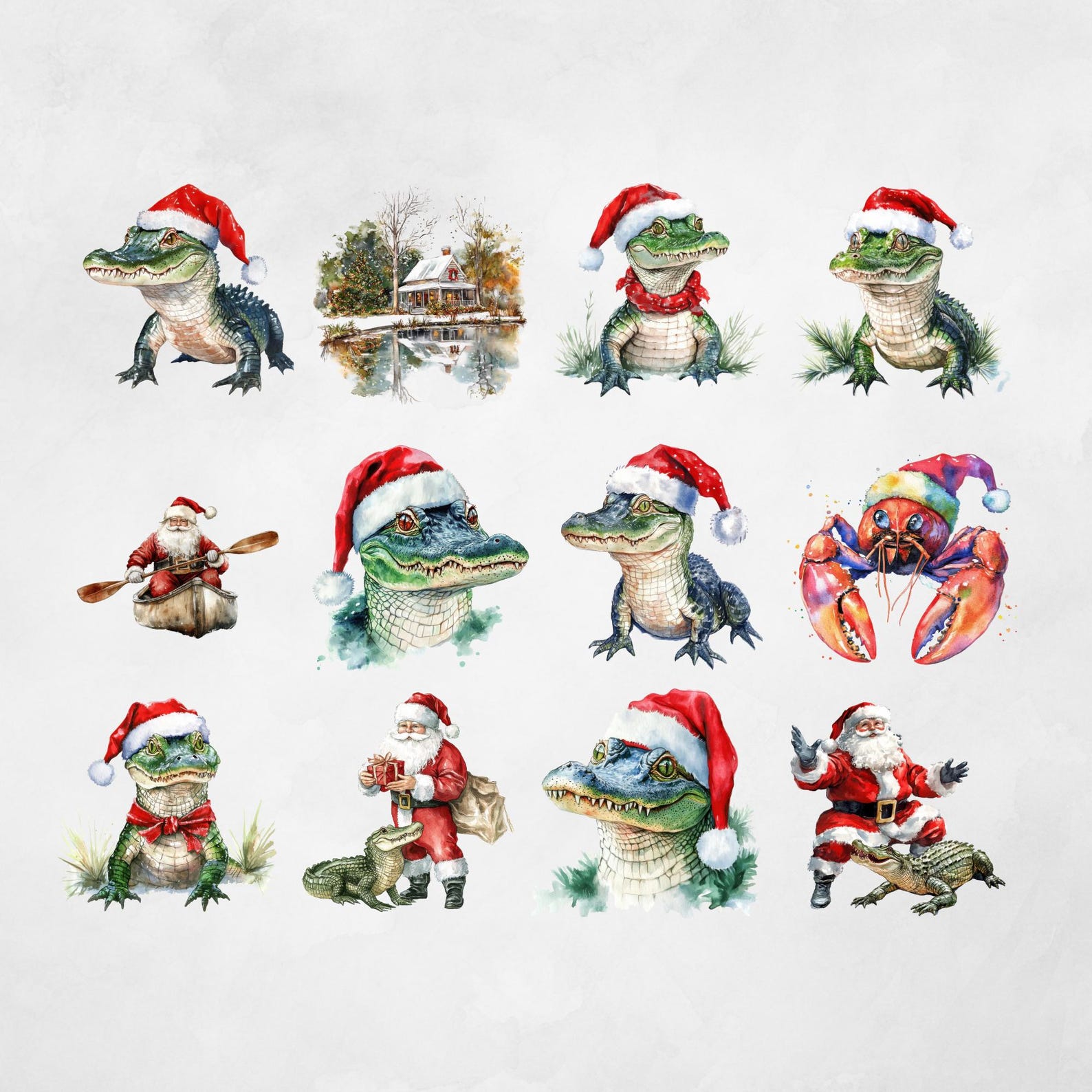 Cajun Christmas PNG Southern Bayou Santa Alligator Holiday Sublimation ...