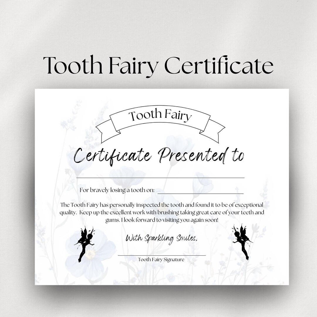 Tooth Fairy Certificate Printable, Tooth Fairy Receipt, First Lost ...