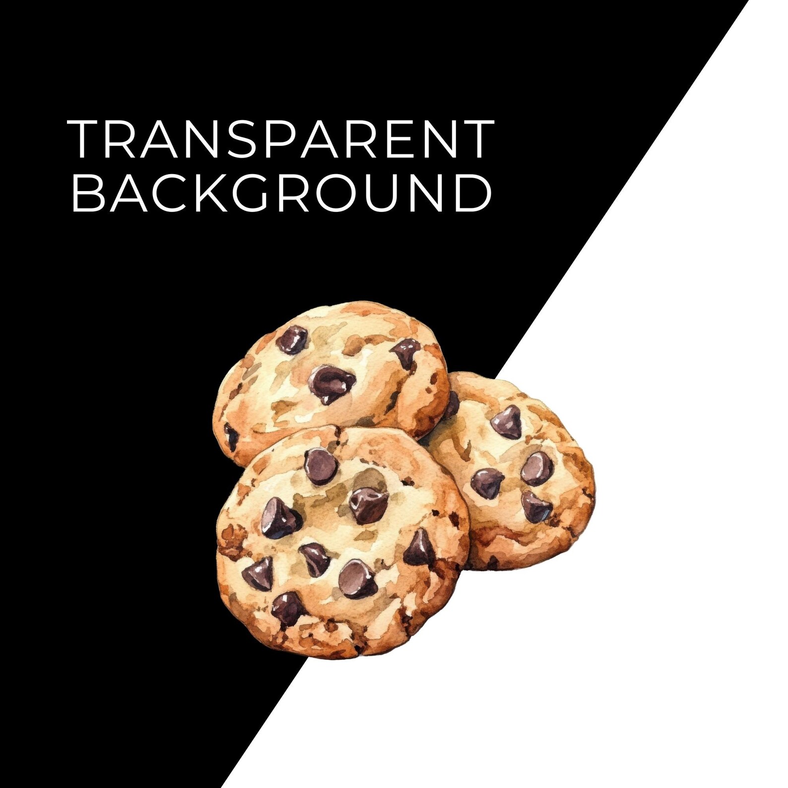 Chocolate Chip Cookies Clipart, Baking Clipart, Cookie PNG, Watercolor ...