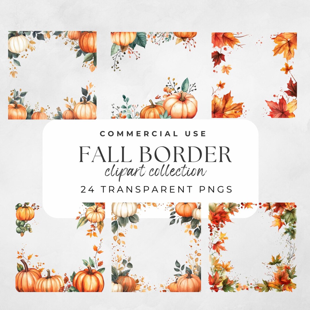 Autumn Borders, Fall Leaf Borders, Cute Pumpkins, Fall Clipart, Autumn ...