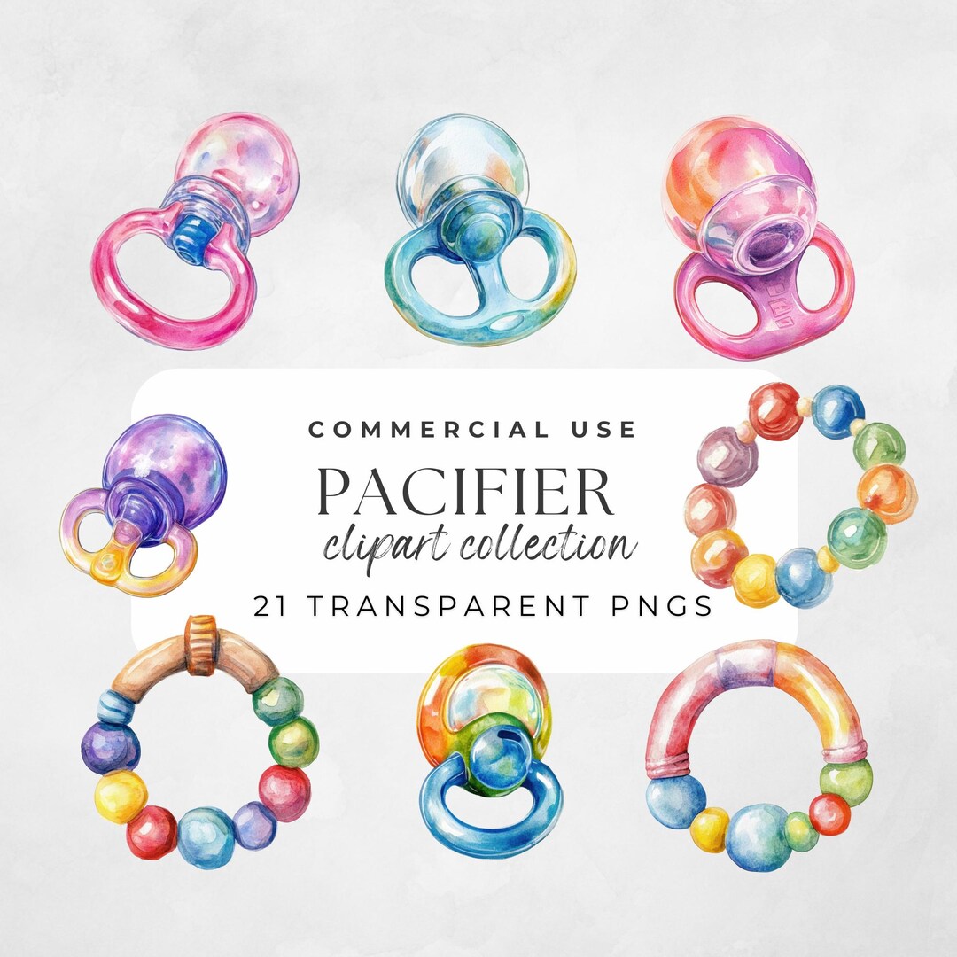 Baby Pacifier Clipart, Watercolor Baby Stitch Pacifier, Baby Shower ...