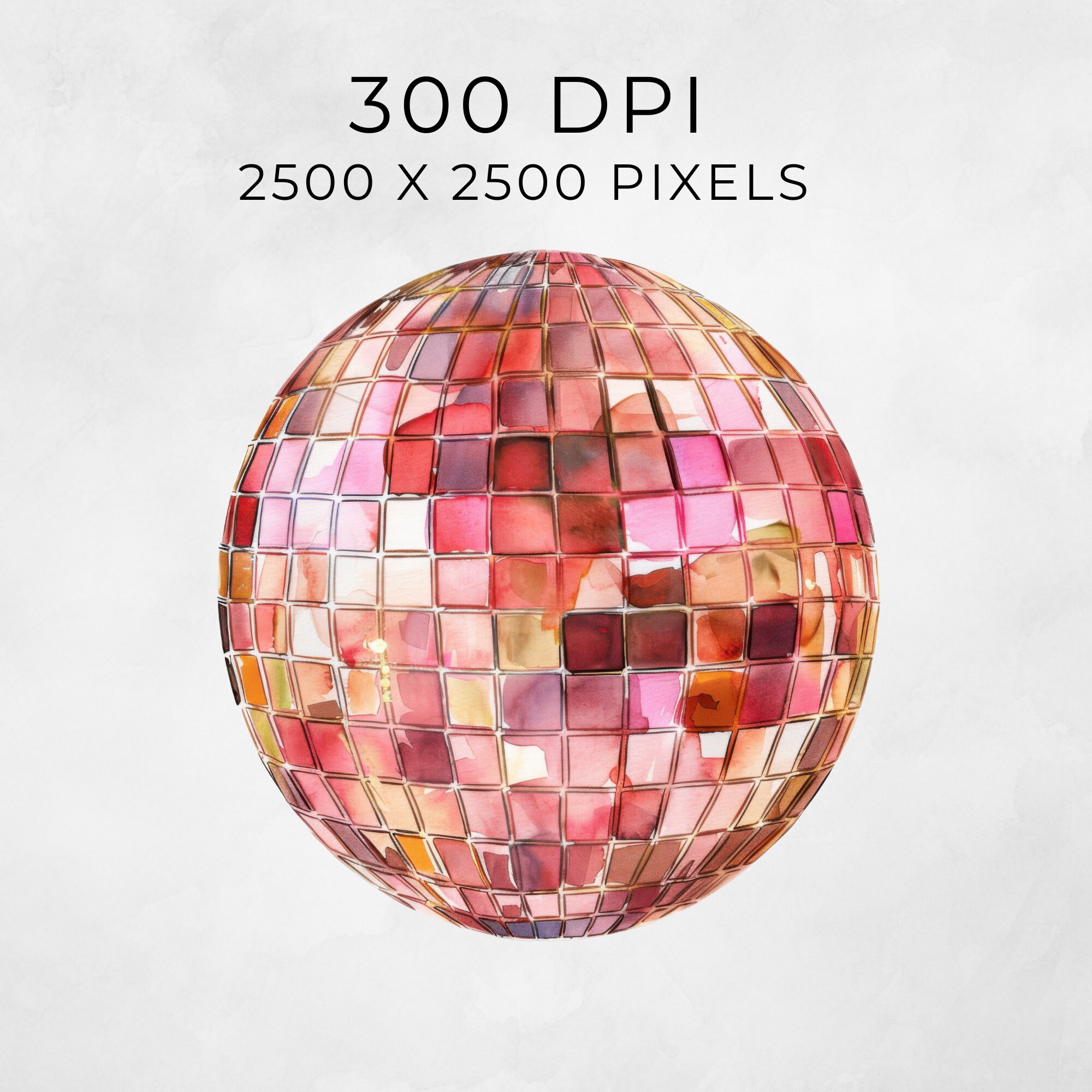 Disco Ball Clipart, Watercolor Clipart, Disco Party Decor, Retro Disco ...