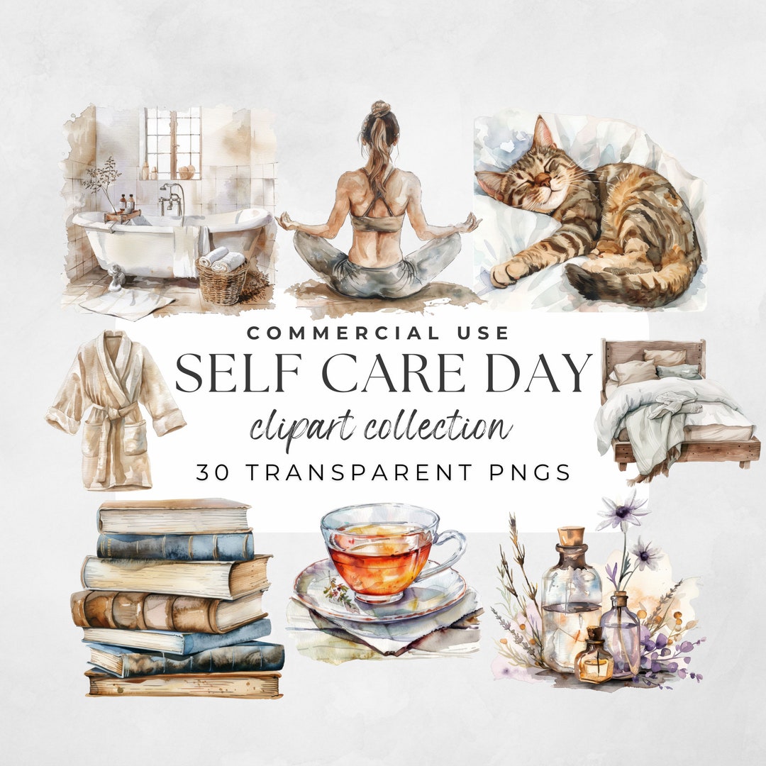 Self Care Clipart Watercolor Clipart Planner Girl Self Love Clipart ...