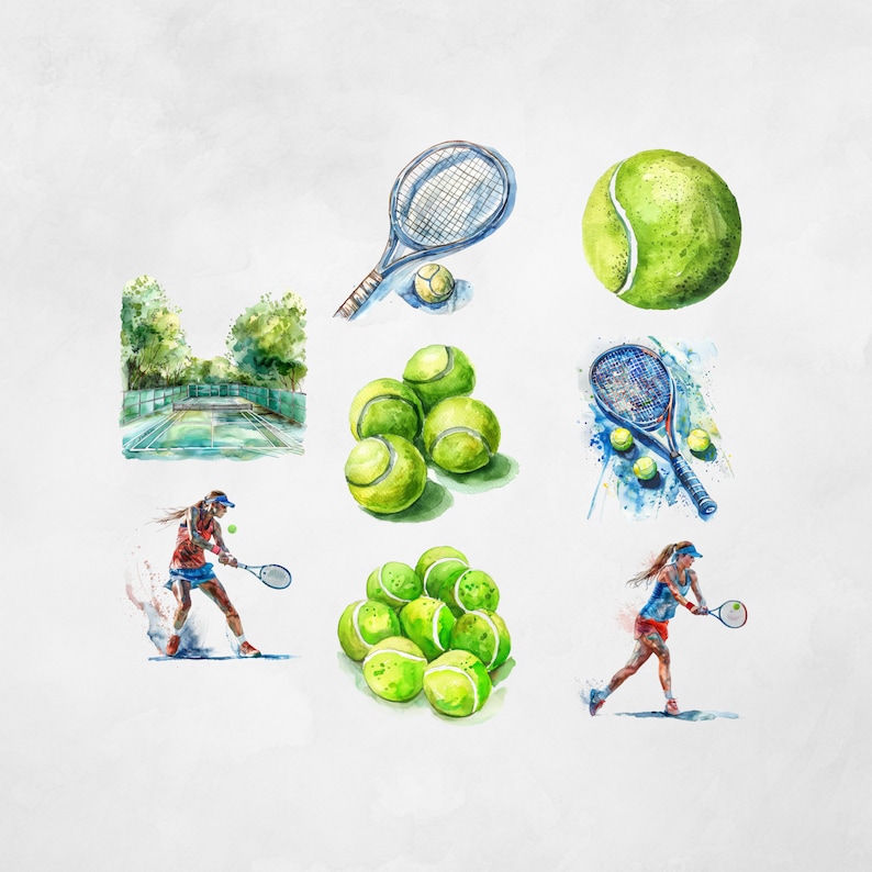 Watercolor Tennis, Tennis Ball Clipart Png, Tennis Racket Png, Tennis ...
