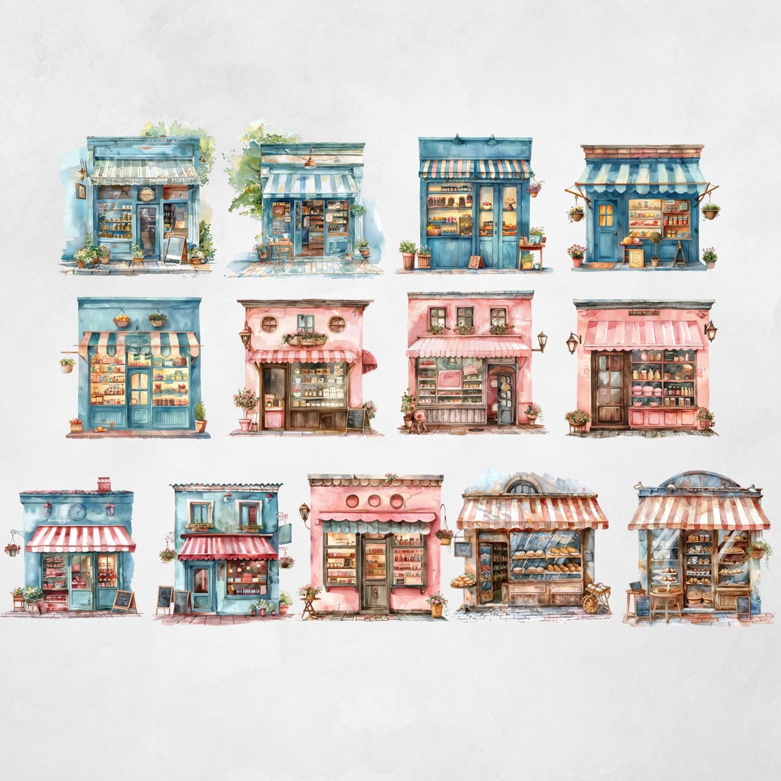 Bakery Storefront Clipart, Watercolor Bakery, Baking Clipart, Cafe ...
