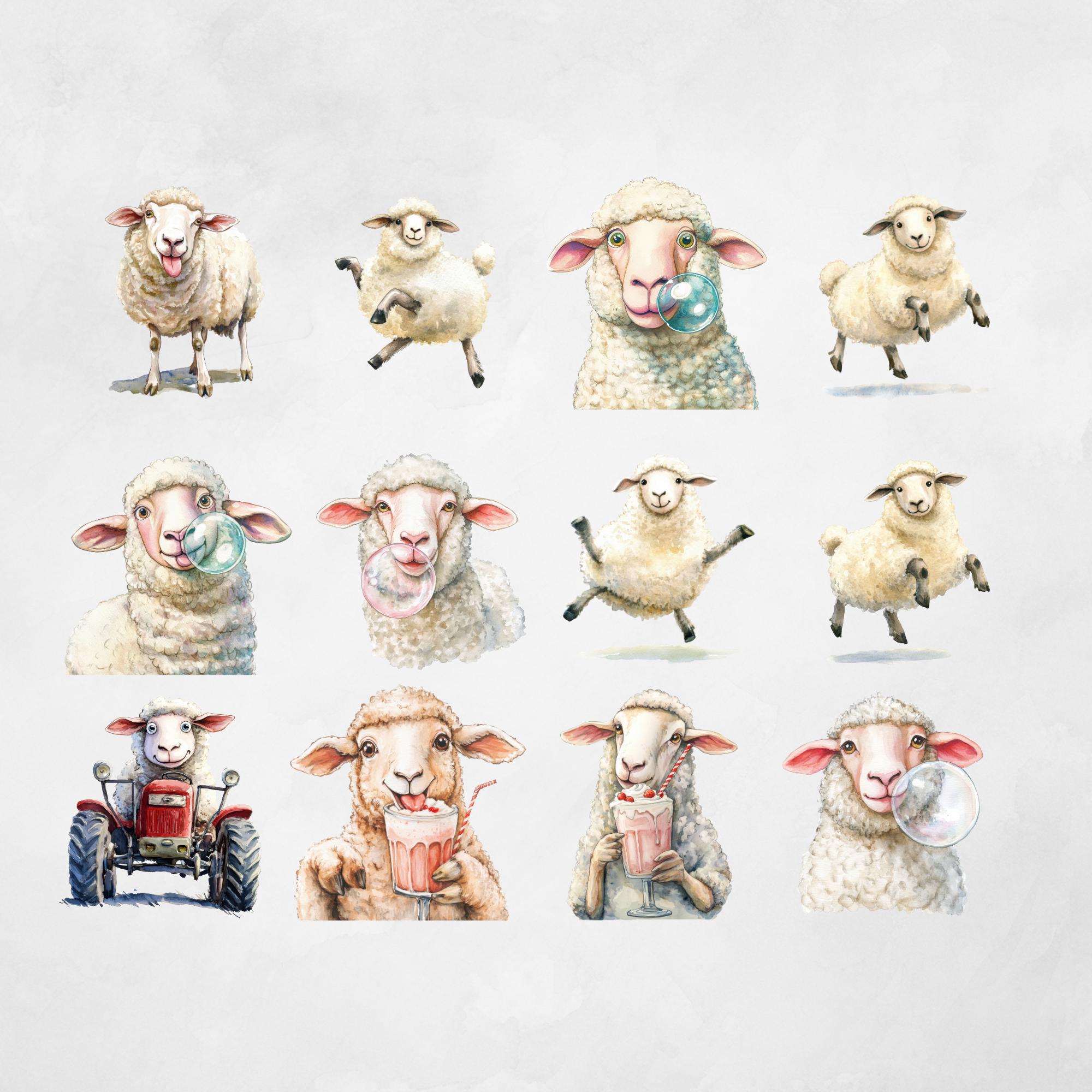 Quirky Sheep Clipart, Funny Farm Animals, Whimsical Animal Png, Funny ...
