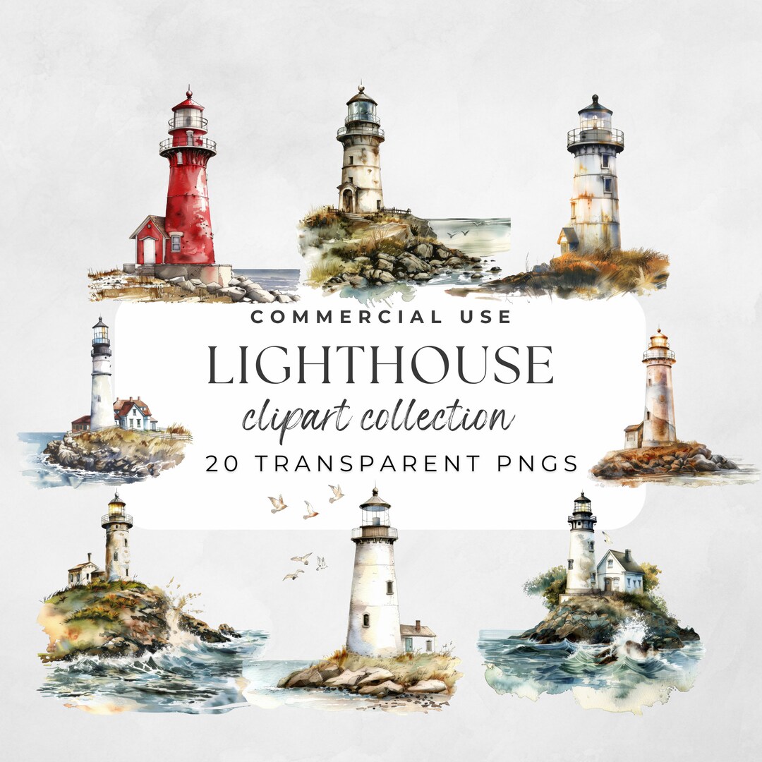 Lighthouse Clipart, Light House Clipart, Lighthouse Png, Watercolor ...