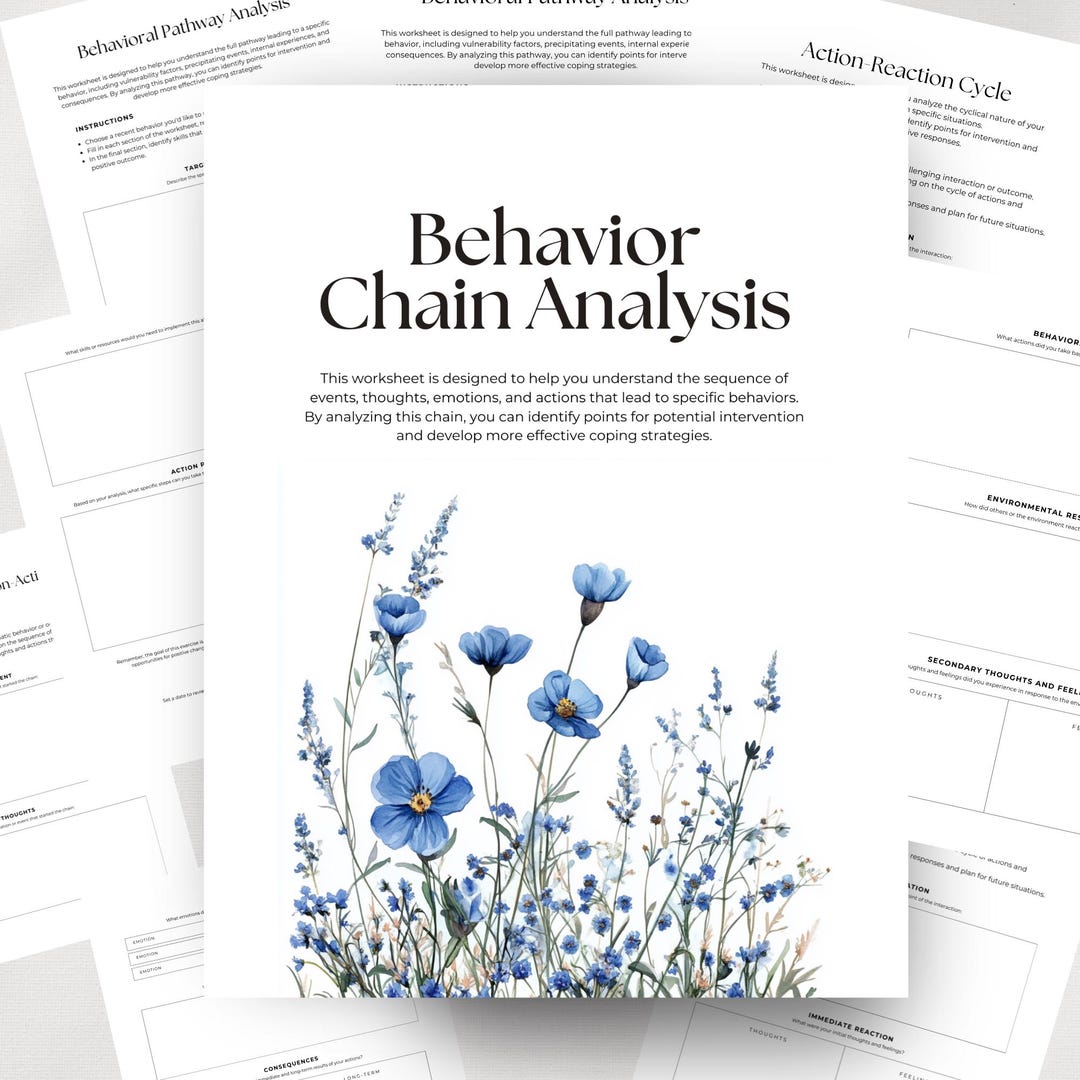 Behaviour Chain Analysis Worksheets, Therapy Emotional Regulation ...