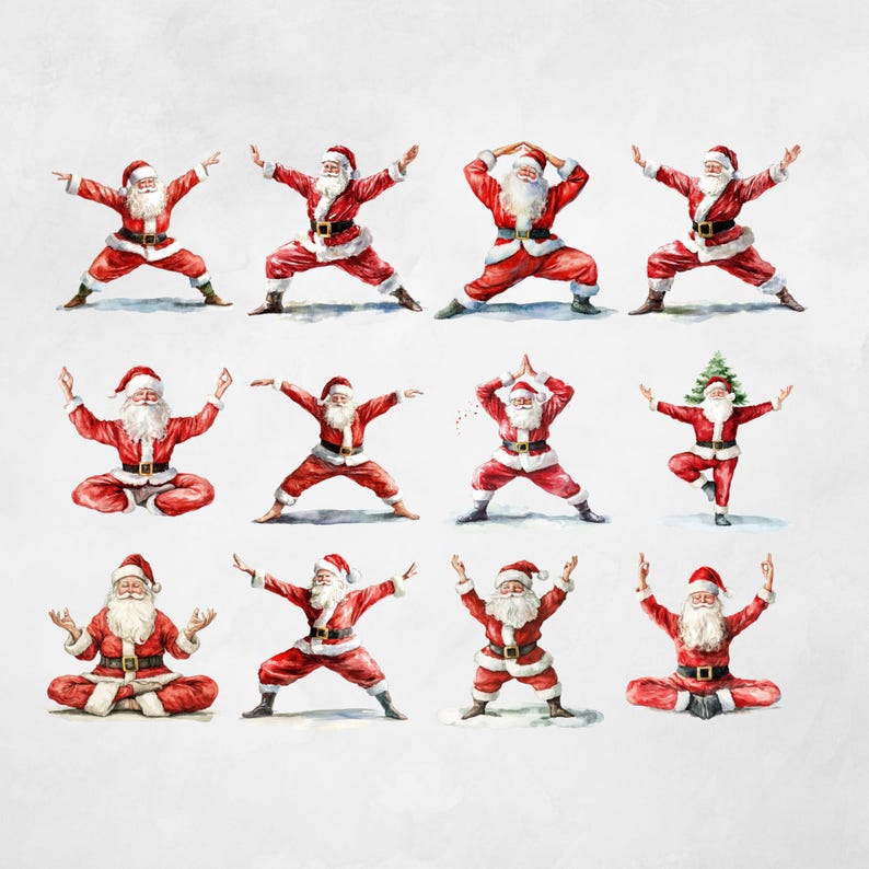 Christmas Yoga Santa Clipart Santa Yoga Pose Christmas Yoga Png ...