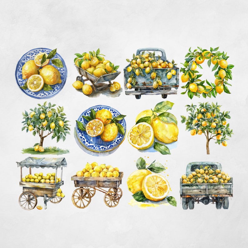 Lemon and Blue Tile, Tile, Mediterranean Png, Summer Clipart ...